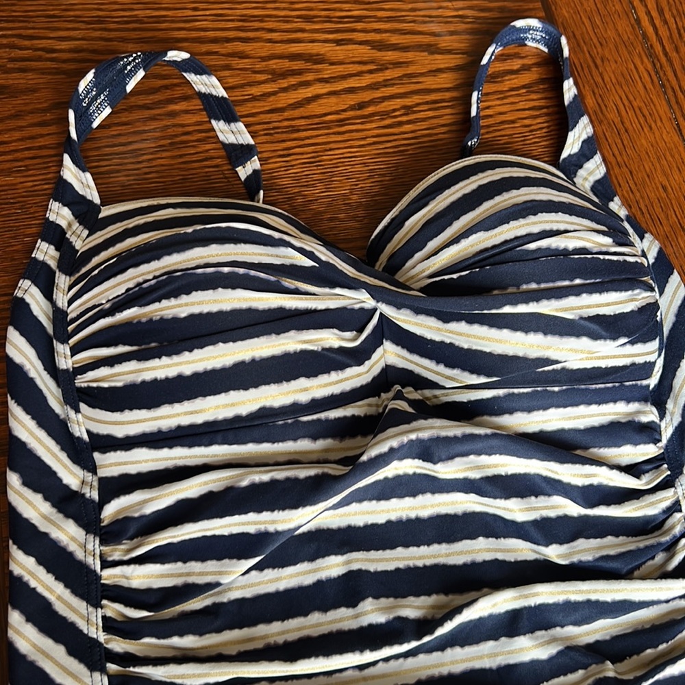 Nip Tuck Swim Navy And Gold One Piece Swim Suit Size … - Gem